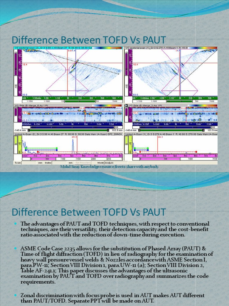 Difference Between TOFD Vs PAUT: Mohd Siraj/Knowledge Resource/free To ...