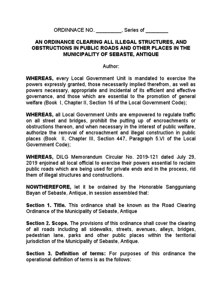 Road Clearing Ordinance | PDF | Road | Traffic