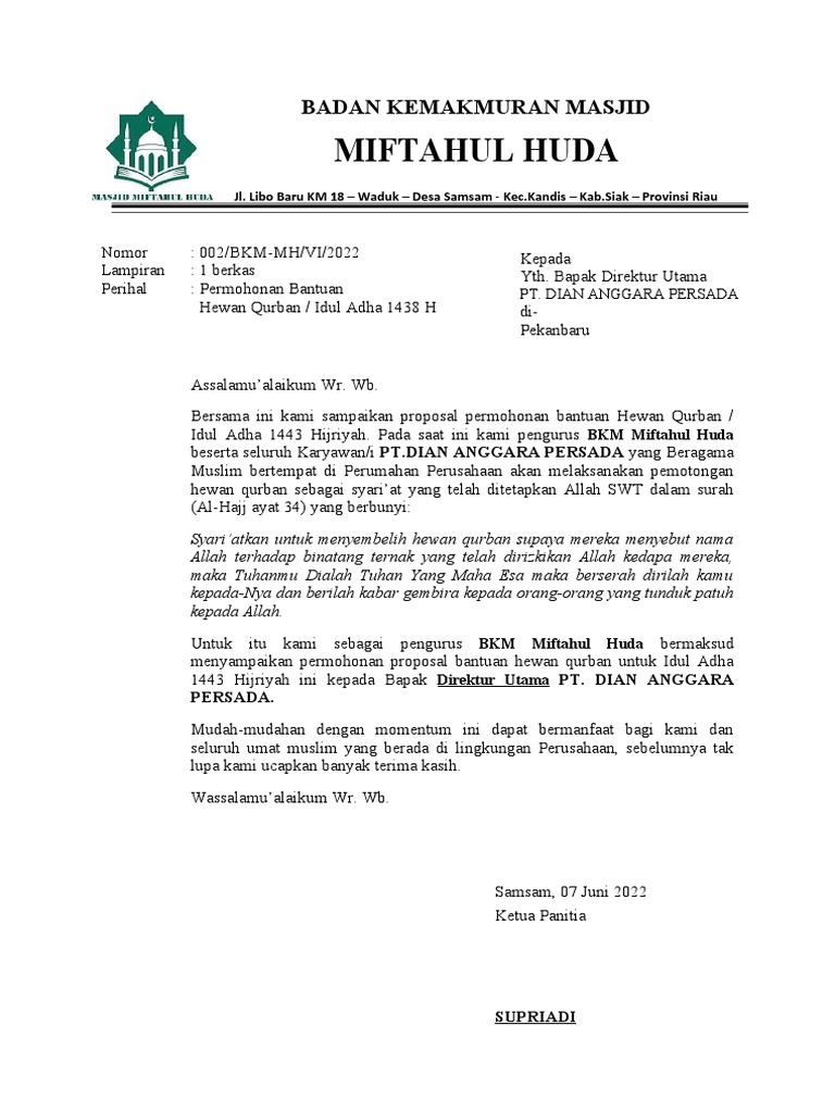 Proposal Qurban Idul Adha 1443 H | PDF