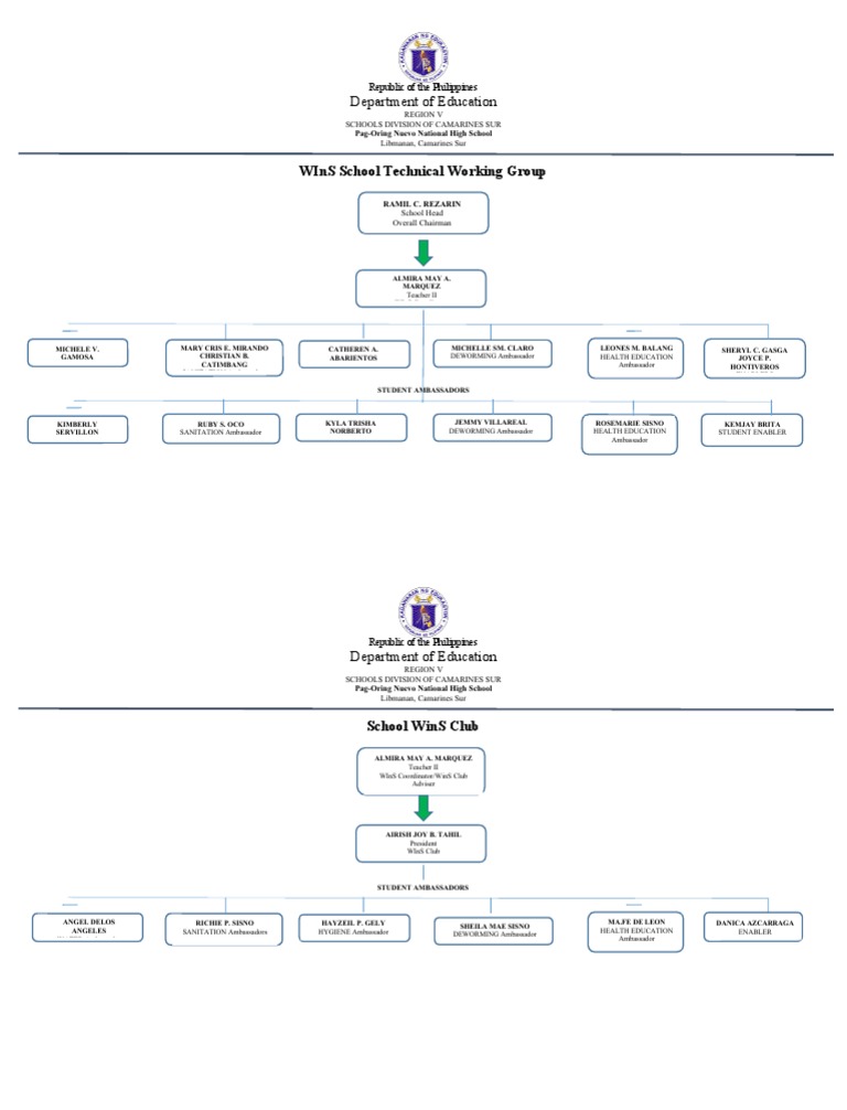 Department of Education: Wins School Technical Working Group | PDF