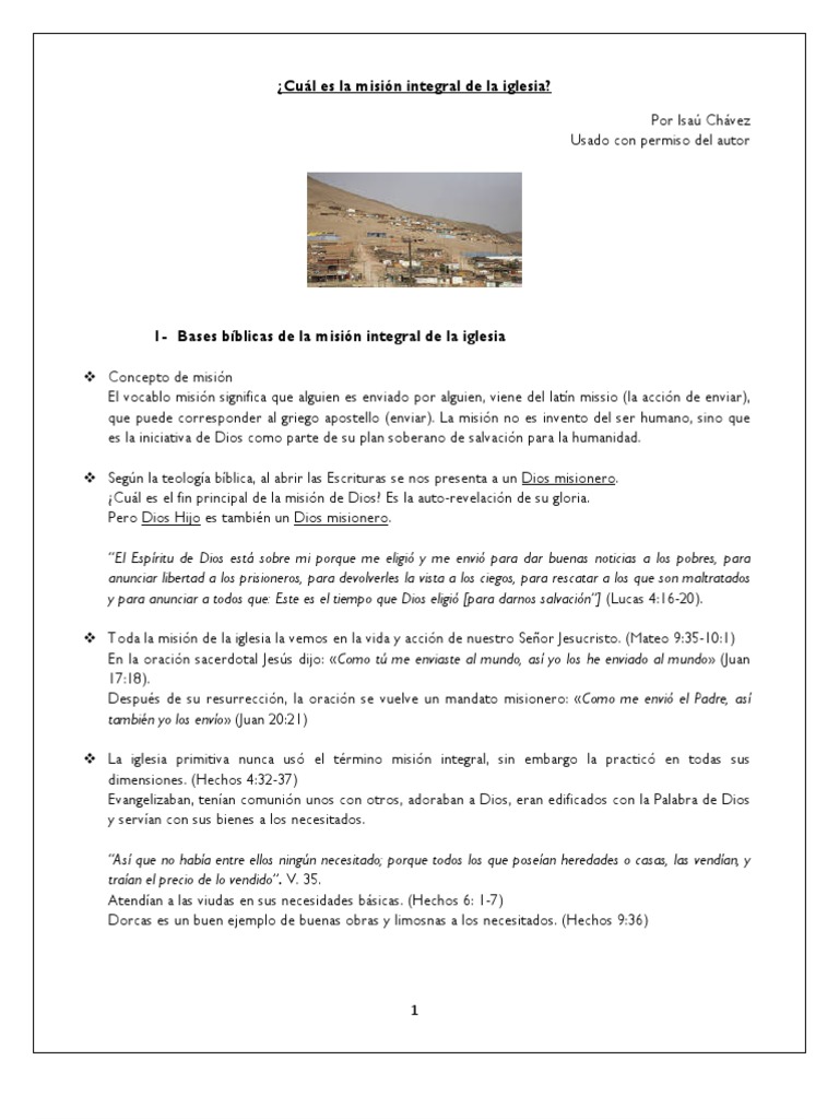 Cual Es La Mision Integral de La Iglesia | PDF | Misionero | Salvación