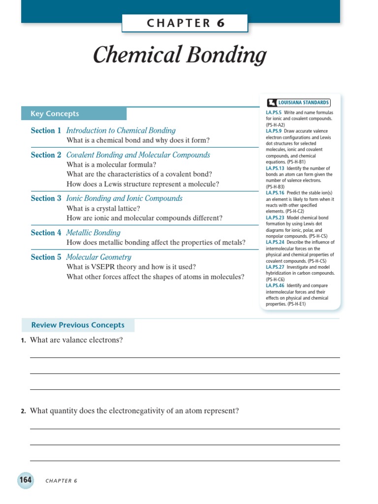 Modern Chemistry Interactive Reader - ch6 - ch10 | PDF | Chemical Bond ...