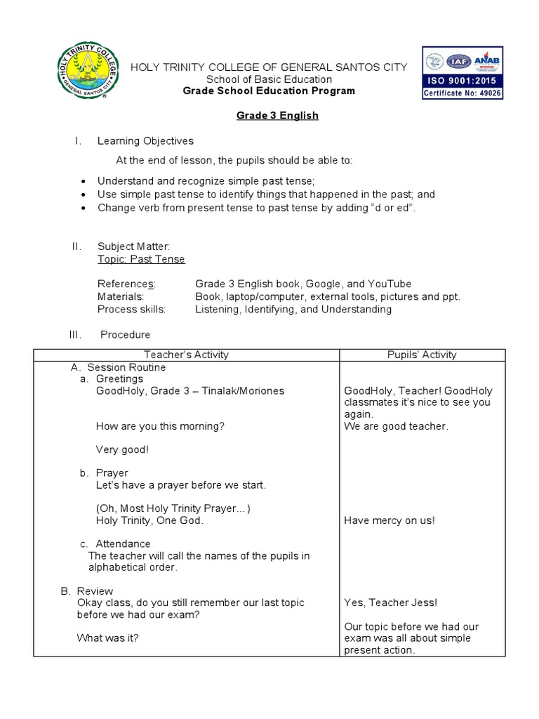 detailed-LP-Past-Tense-1 | PDF | Grammatical Tense | Verb