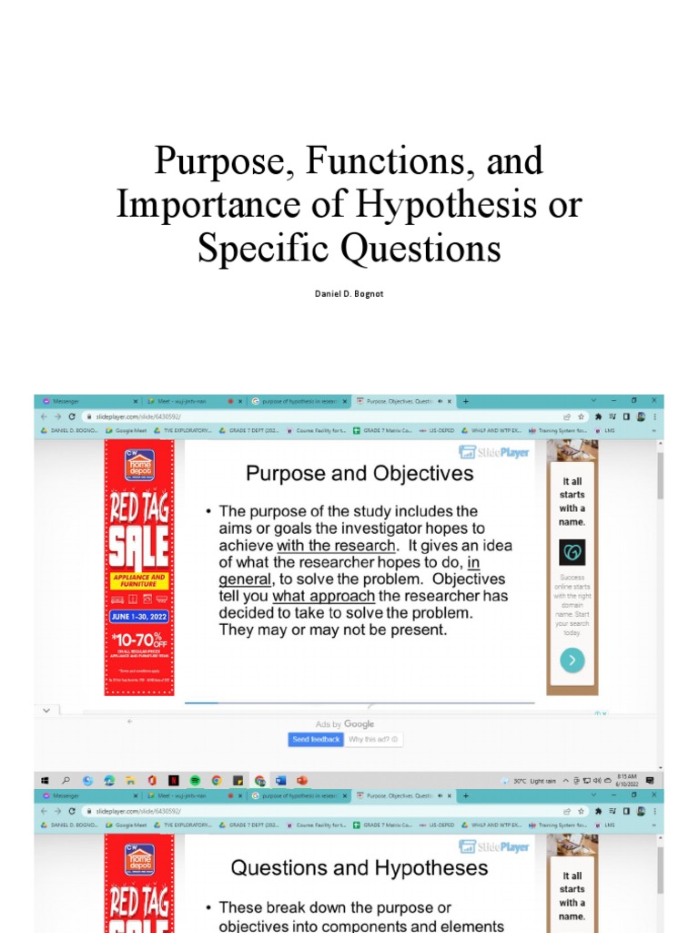Purpose, Functions, and Importance of Hypothesis | PDF