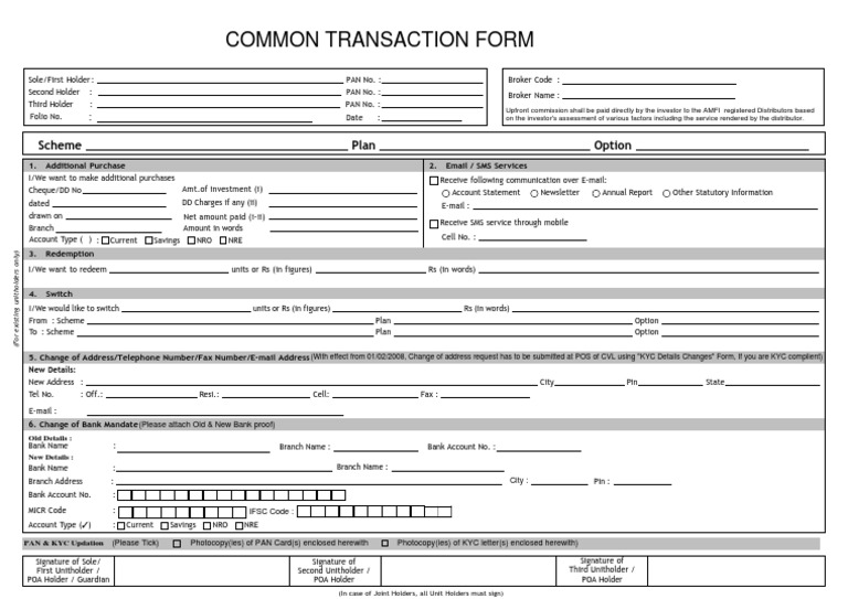 Common Transaction Form | PDF