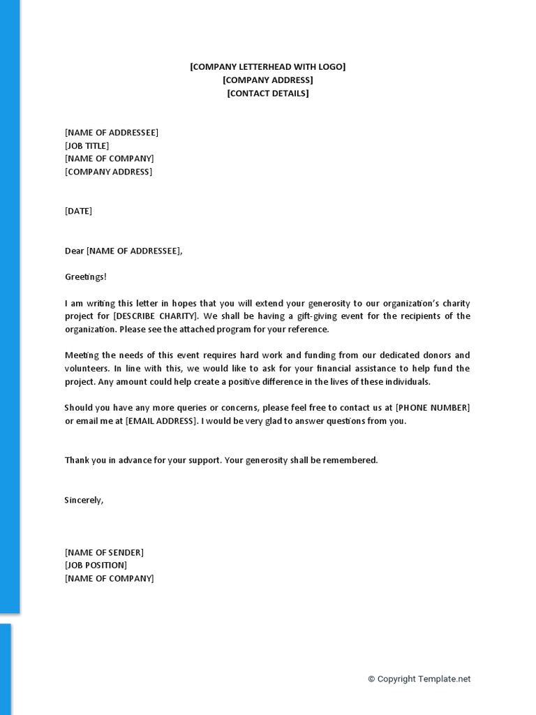 Solicitation Letter For Financial Support | PDF