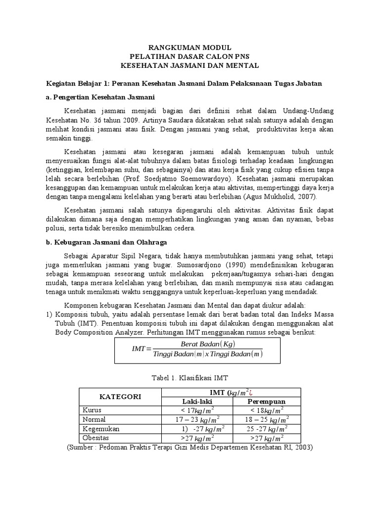 Rangkuman Modul 4 Kesehatan Jasmani Dan Mental | PDF