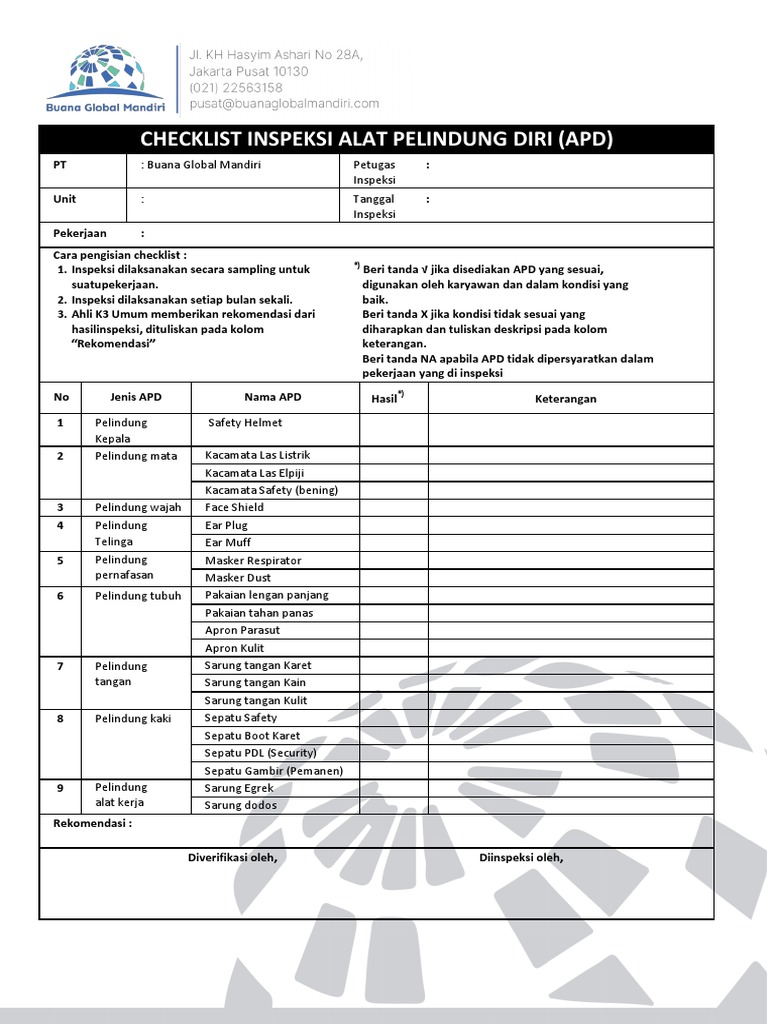 Checklist APD | PDF