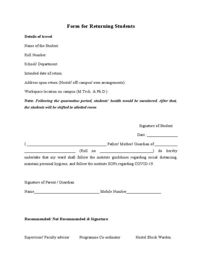 Undertaking and Parent's Consent Form For Students | PDF | Career & Growth