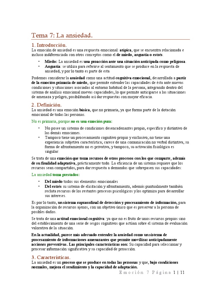 Tema 7 Psicologia De La Emocion Uned Pdf Ansiedad Las Emociones