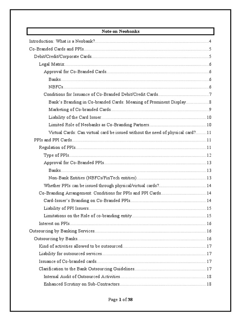 Updated - Note On Neobanks | PDF | Debit Card | Non Bank Financial ...
