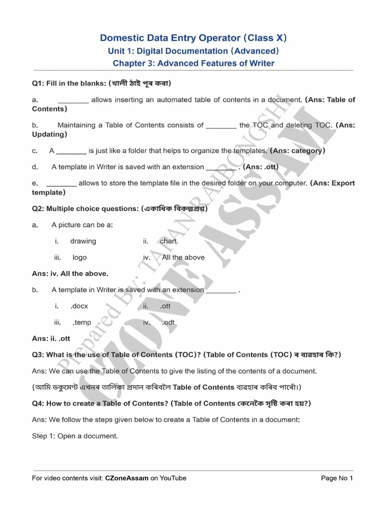 Unit 1 Ch3 - Advance Features of Writer | PDF