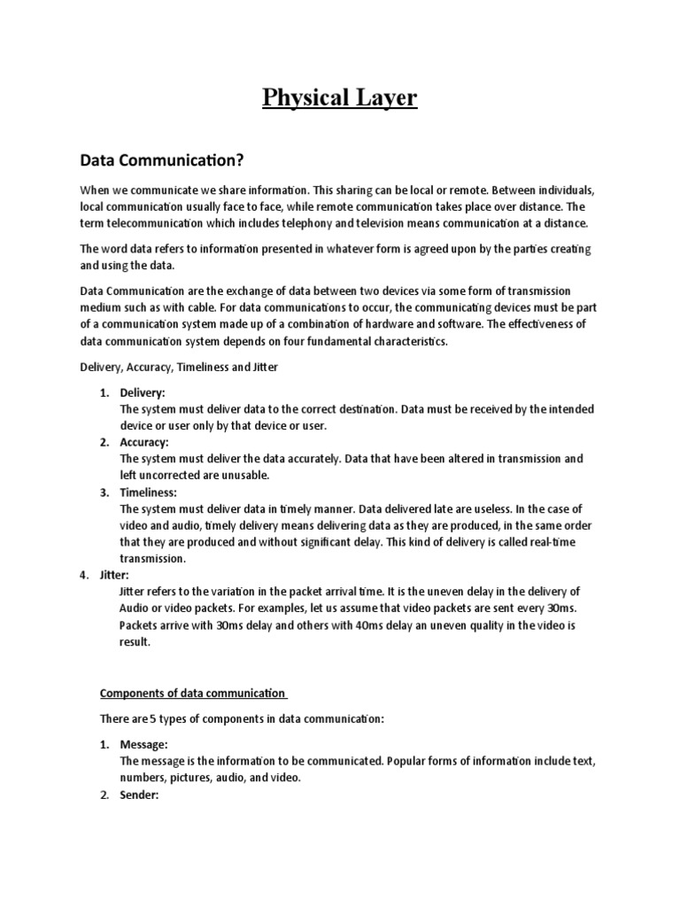 Physical Layer: Data Communication? | PDF | Computer Network | Pixel