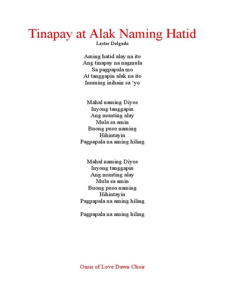 Tinapay at Alak Naming Hatid | PDF