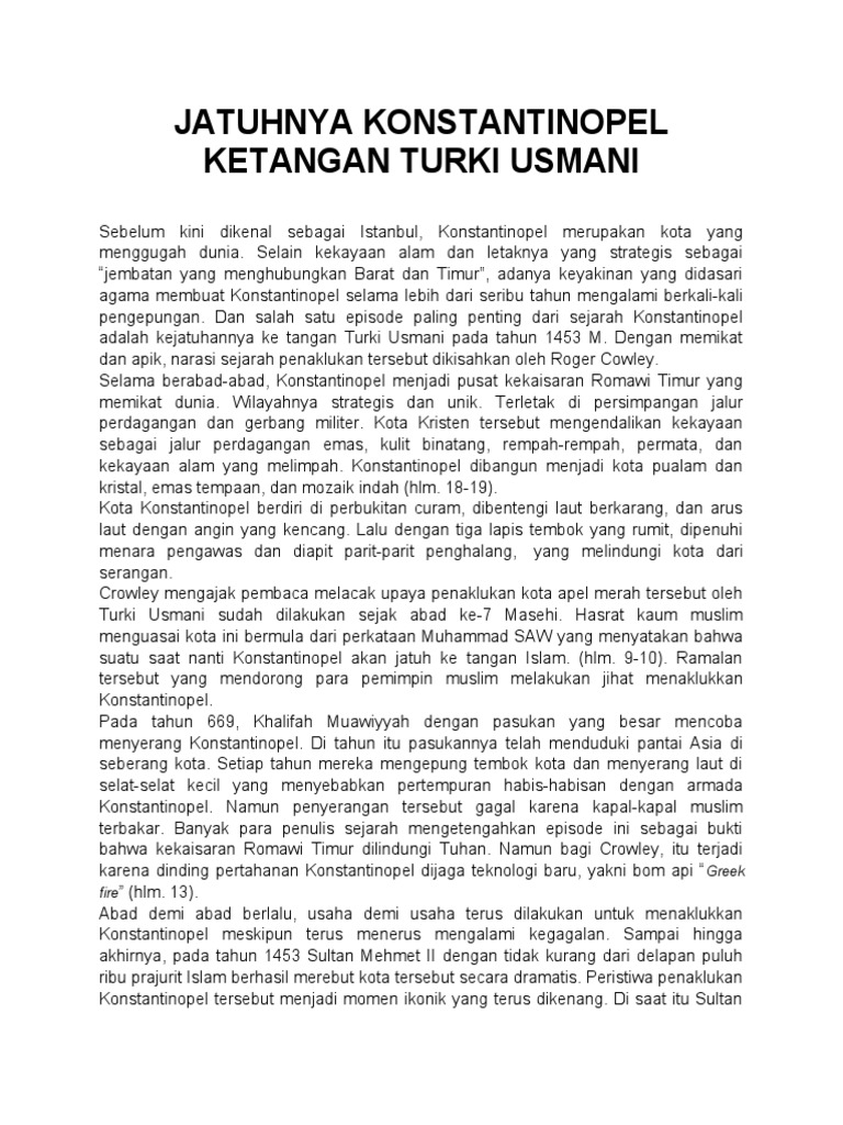 Jatuhnya Konstantinopel Ketangan Turki Usmani | PDF | Sejarah