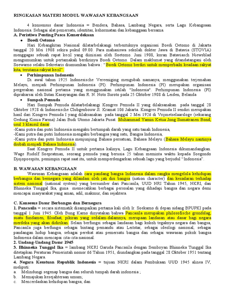 Resume Wawasan Kebangsaan | PDF