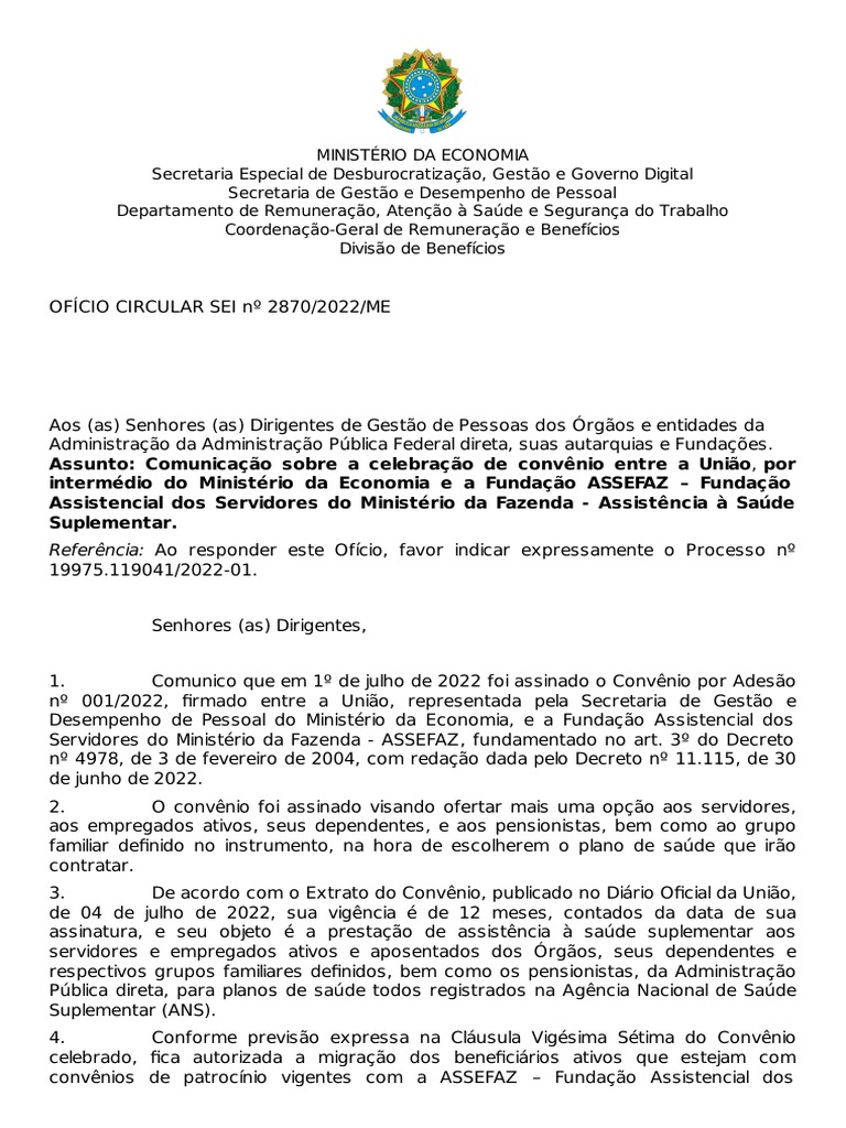Oficio Circular 26075015 | PDF | Ministério (departamento governamental ...