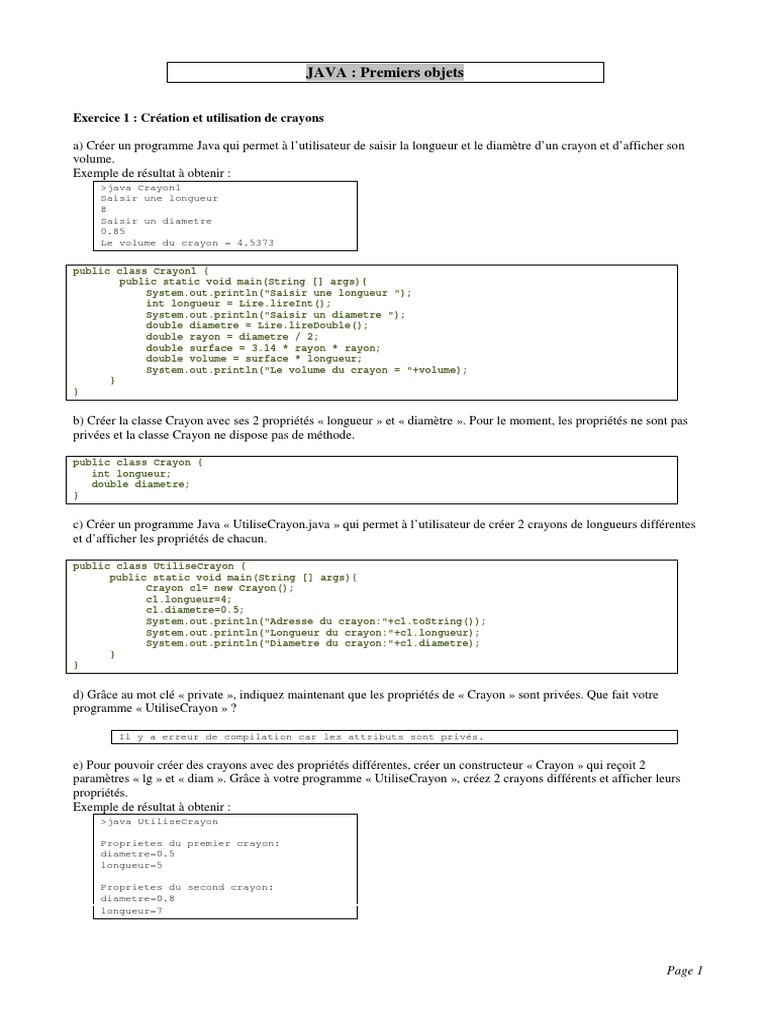 TP Java Objet Corrige | PDF | Java (Langage de programmation) | Informatique