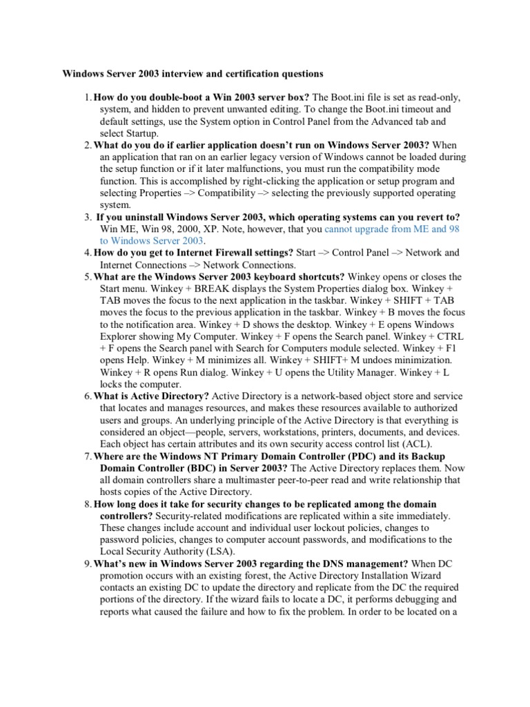 Questions | PDF | Active Directory | Domain Name System