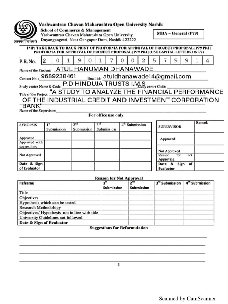 Mba Project Synopsis (Finance) | PDF