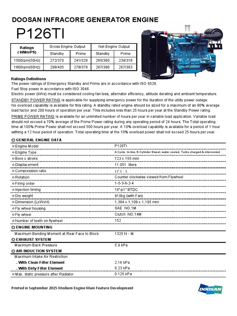 Doosan P126TI Engine Specifications | PDF | Pump | Engines