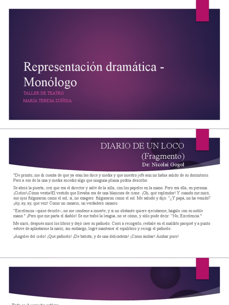 Monólogos Dramáticos y Técnicas | PDF | Monólogo