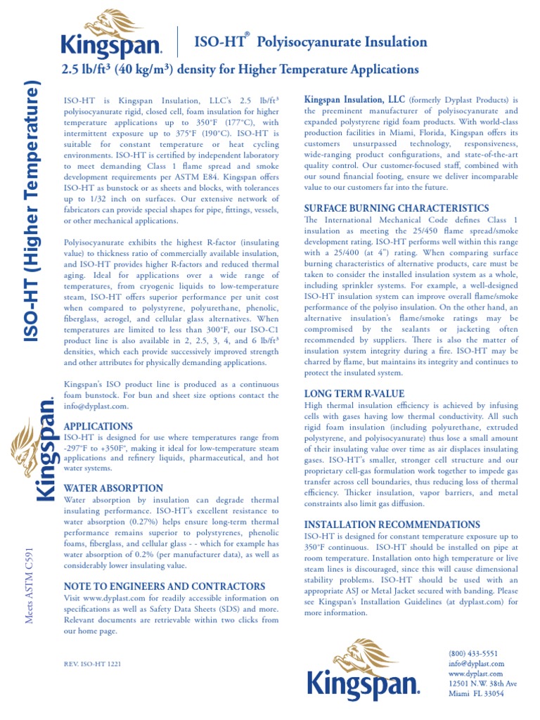 ISO-HT Polyiso Data Sheet | Download Free PDF | Thermal Insulation ...