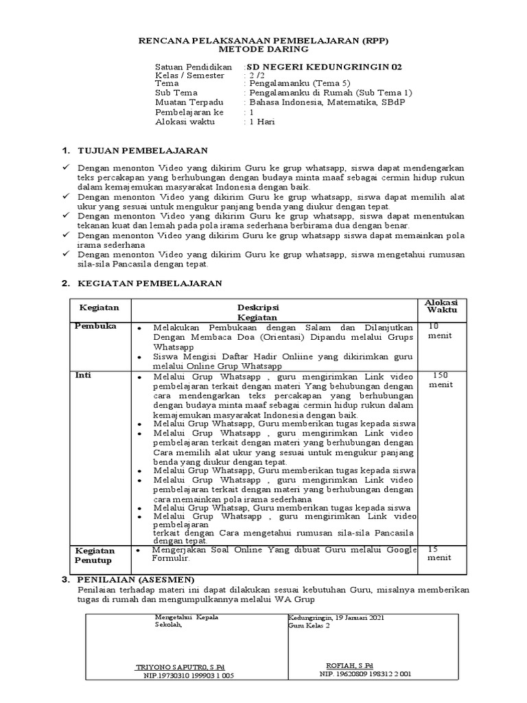 Rencana Pelaksanaan Pembelajaran | PDF | Karier & Perkembangan | Seni & Disiplin Bahasa