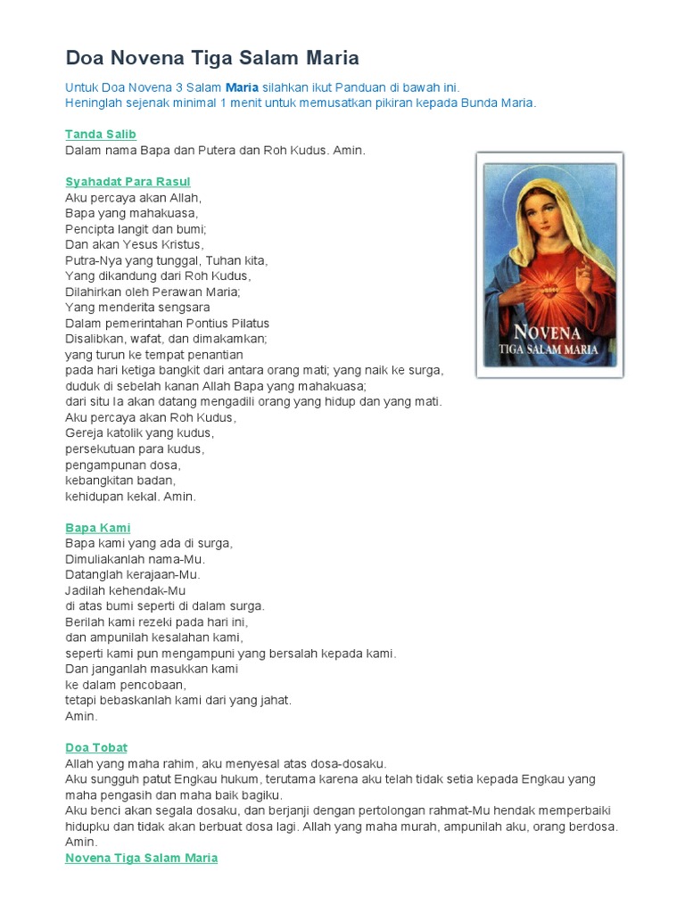 Doa Novena Tiga Salam Maria | PDF