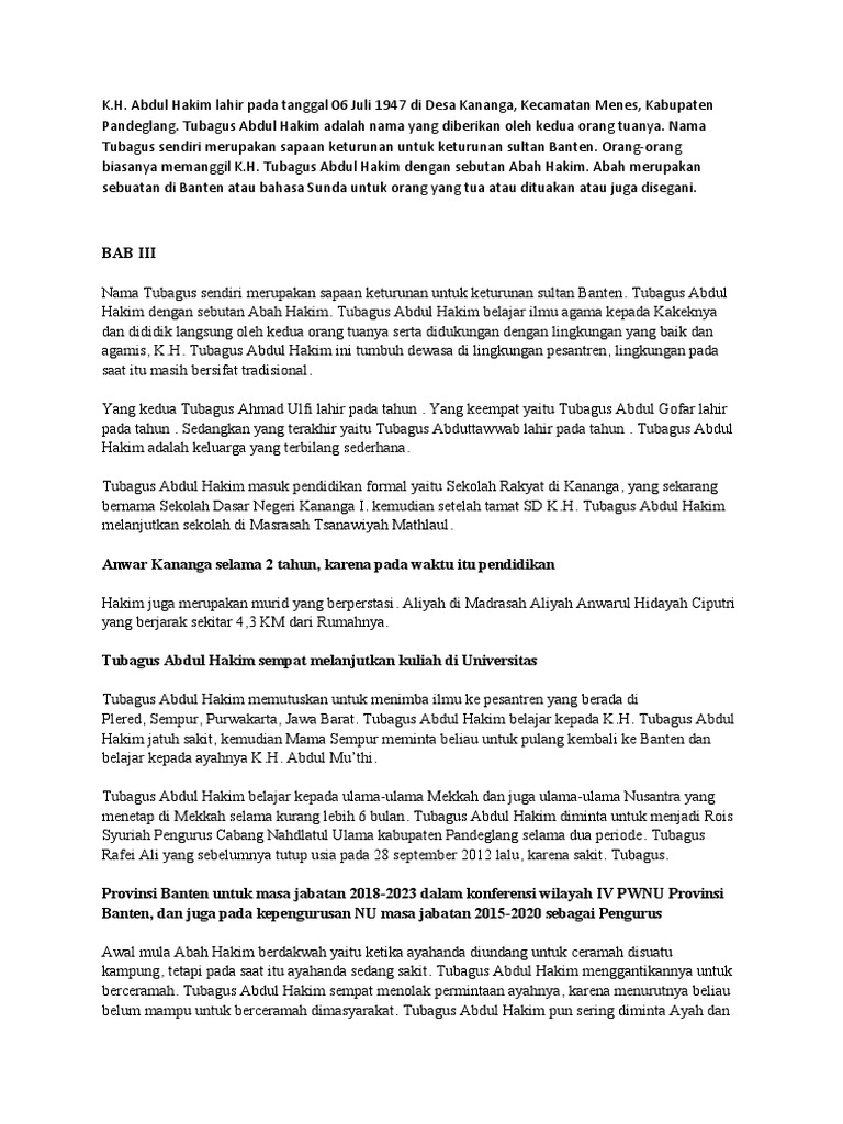Abah Haji Hakim | PDF