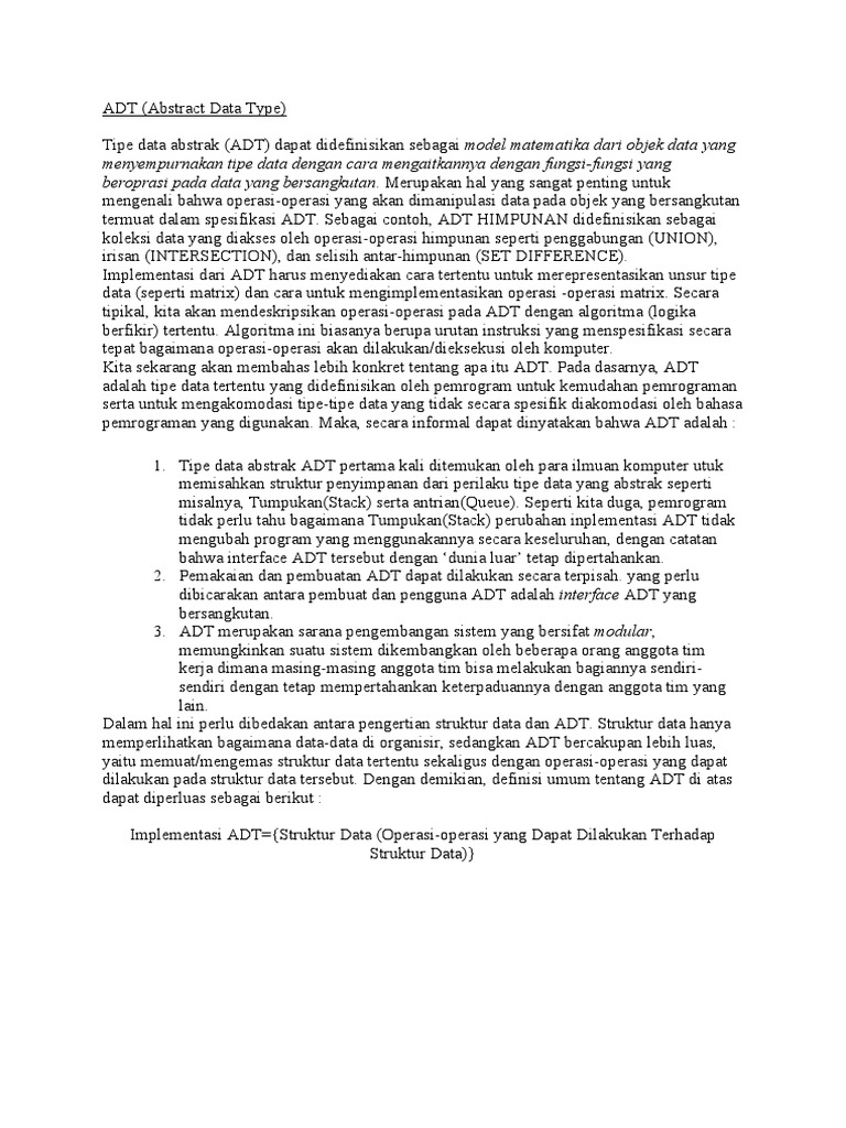 Konsep ADT dan OOP dalam Java | PDF | Komputer
