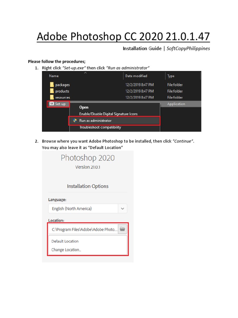Installation Guide - Adobe Photoshop CC 2020 | PDF | Career & Growth ...