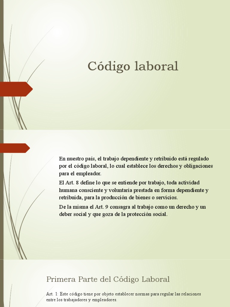 Código laboral.pptx | PDF | Derecho laboral | Salario