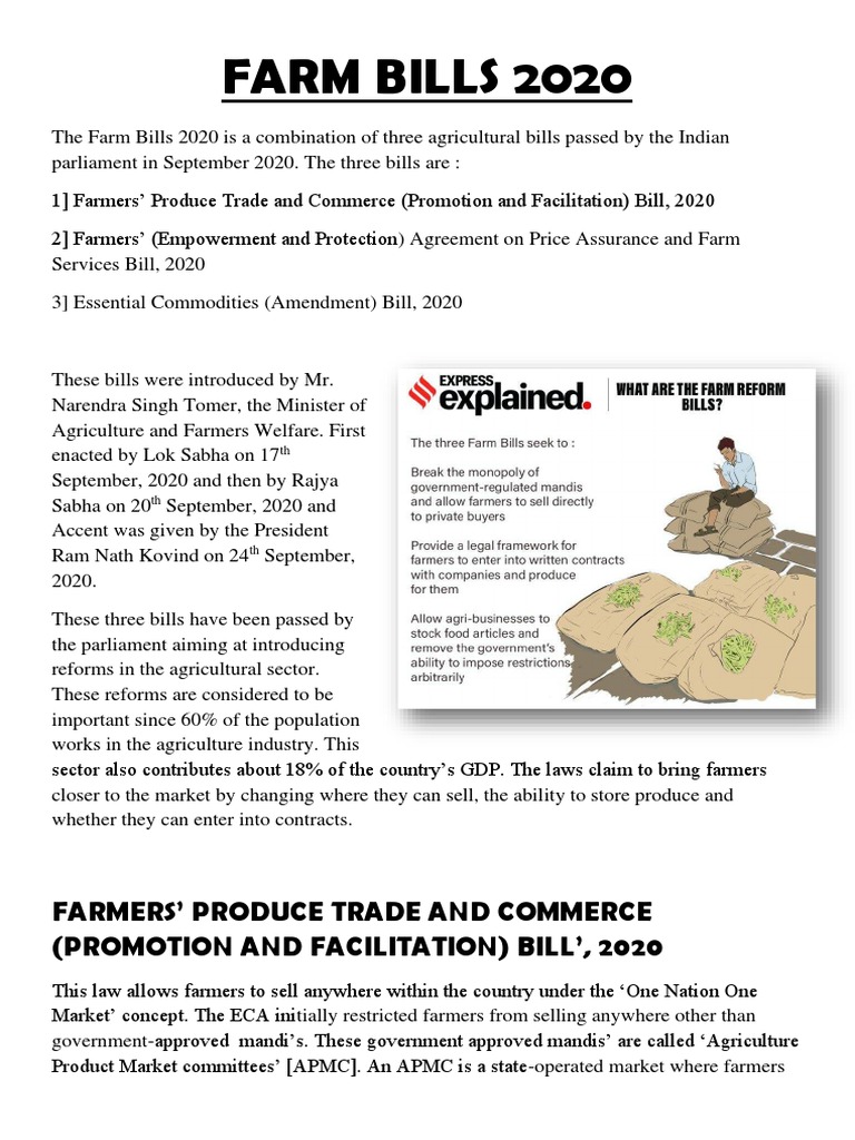 Farm Bills 2020 Economics Project | PDF | United States Farm Bill | Trade