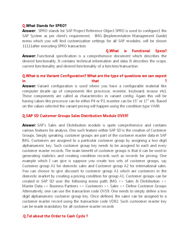 Sap 70 Interview Question | PDF | Inventory | Sales