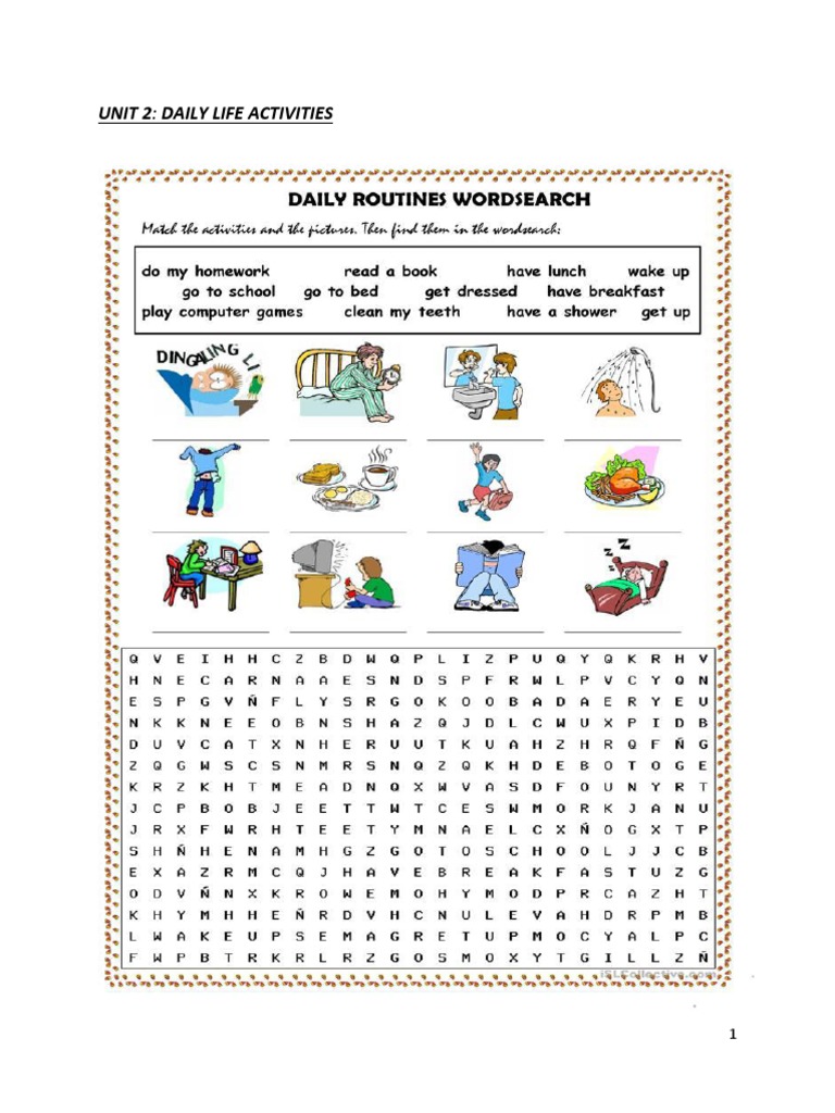 Unit 2 Daily Life Activities | PDF