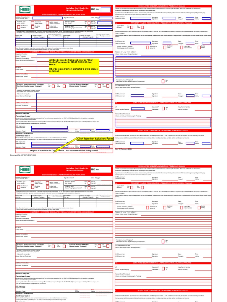 Electronic Isolation Certificate (New) | PDF