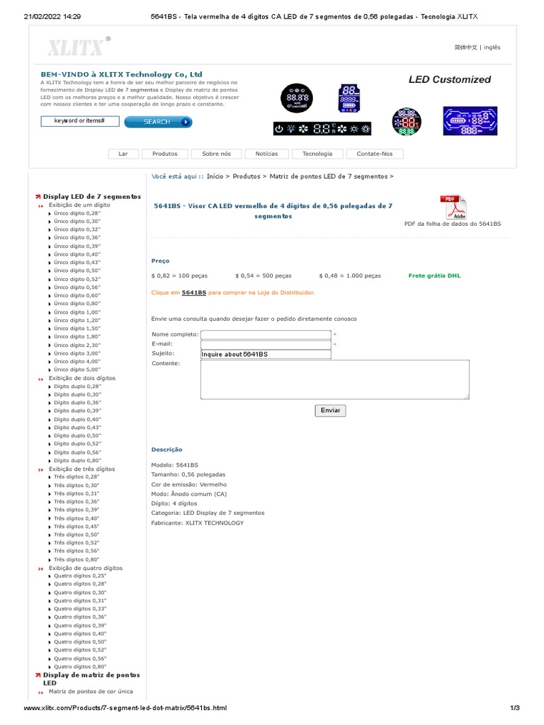 5641BS - Tela Vermelha de 4 Dígitos CA LED de 7 Segmentos de 0,56 ...