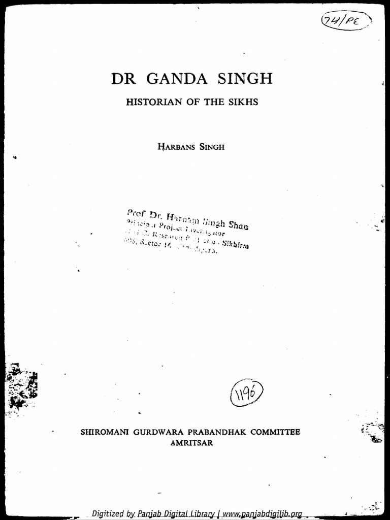 Dr. Ganda Singh: Sikh Historian | PDF | Punjab | Lahore