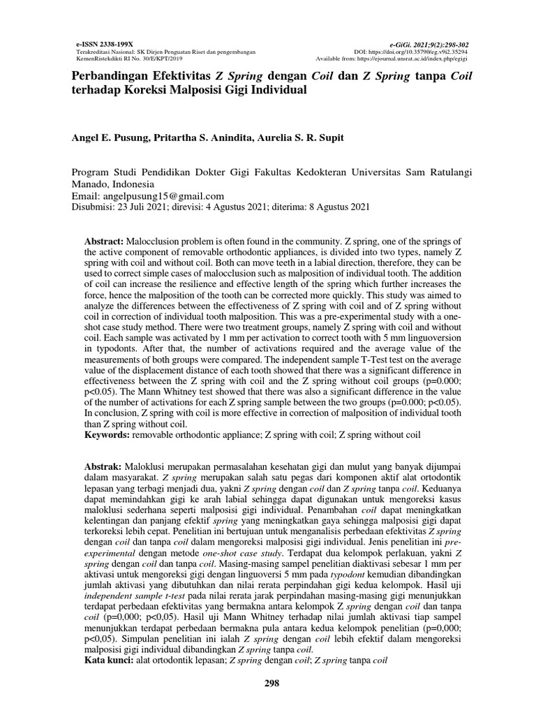 Perbandingan Efektivitas Z Spring Dengan Coil Dan Z Spring Tanpa Coil ...