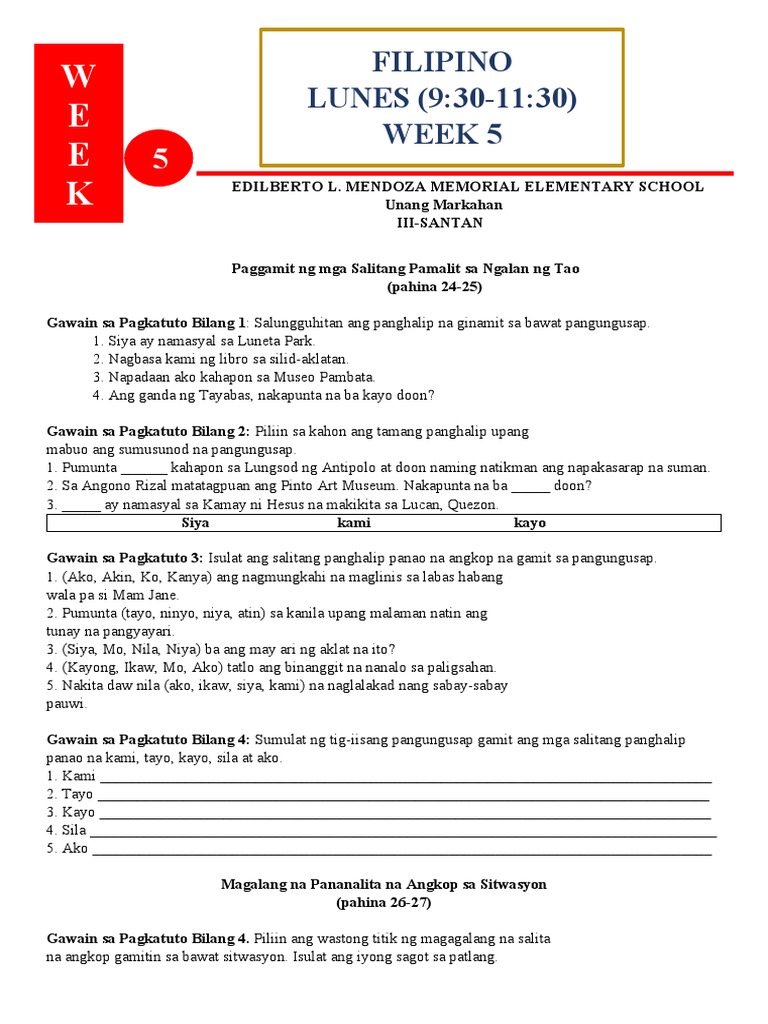 Filipino Answersheet | PDF