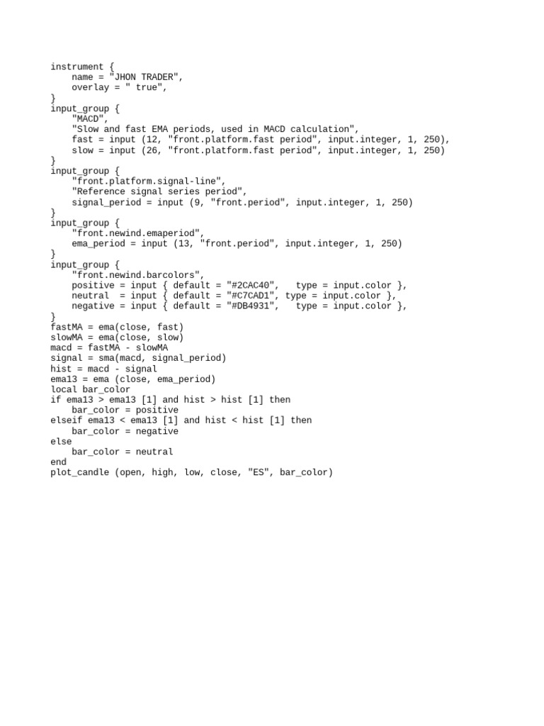 JHON TRADER MACD Script for Trading | PDF | Computers