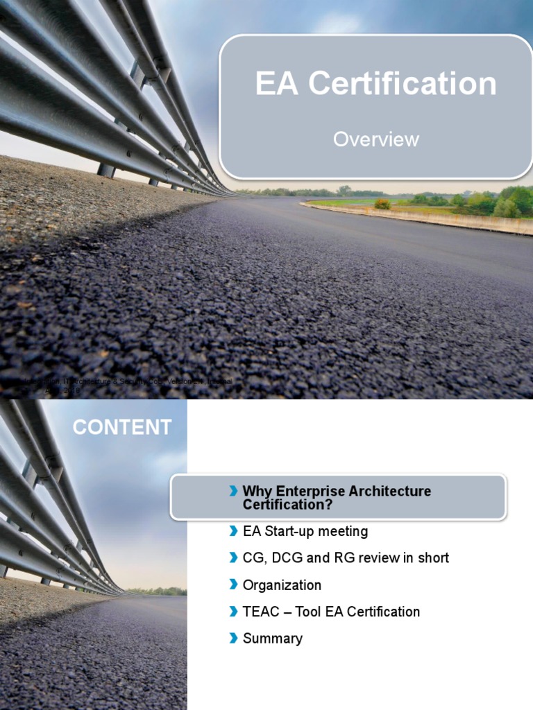 EA Certification - Overview | PDF | Enterprise Architecture | Risk
