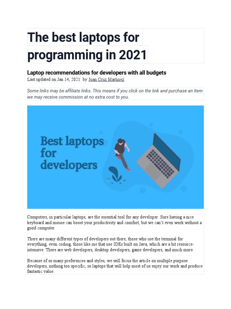 The Best Laptops For Programming in 2021 | PDF | Laptop | Computing ...