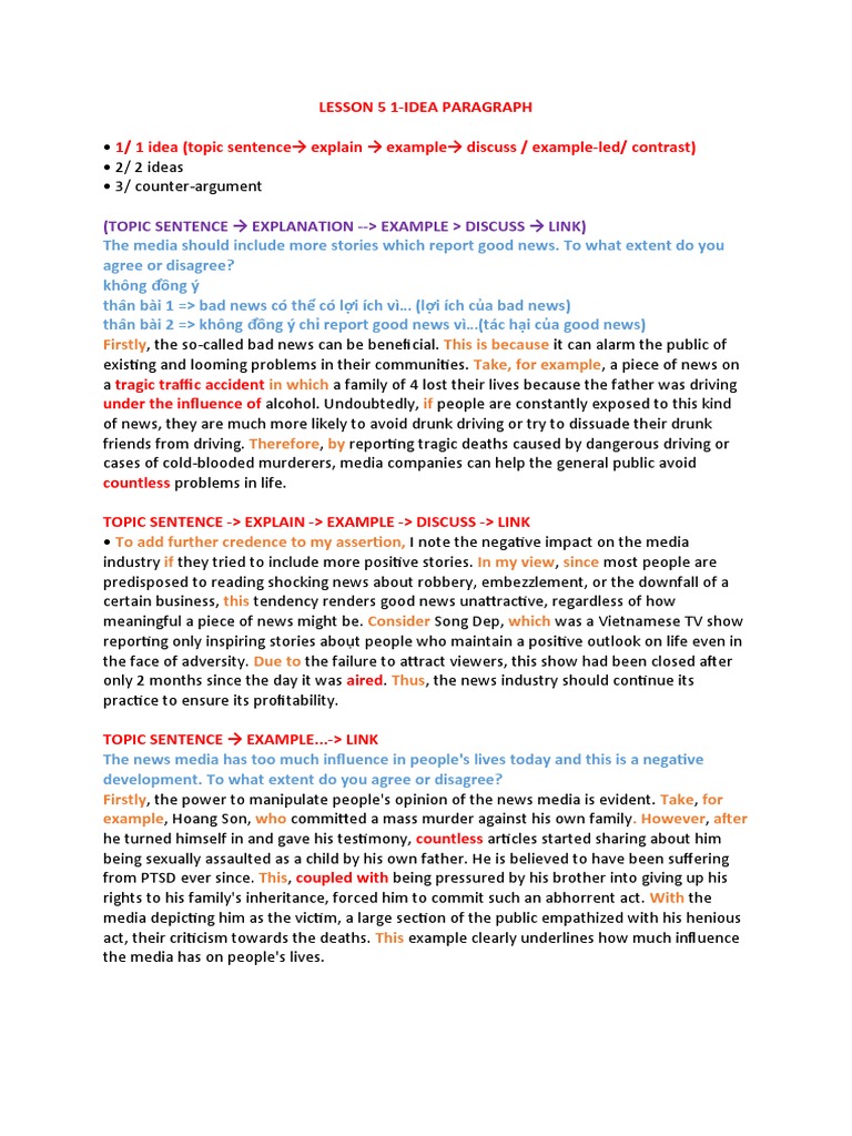 Topic Sentence Explanation - Example Discuss Link | PDF | Creativity | News