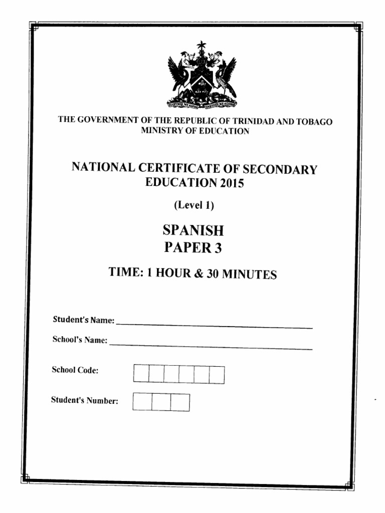NCSE 2015 Spanish 3 PDF
