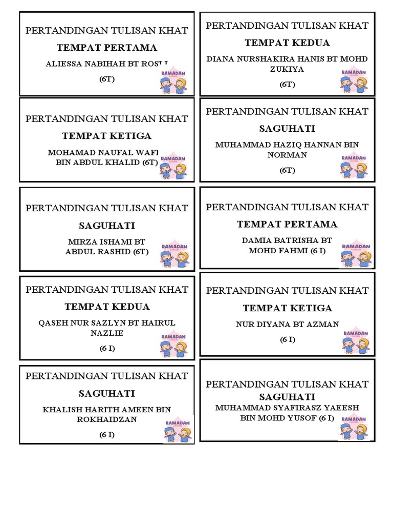 Label Hadiah Tulisan Khat | PDF