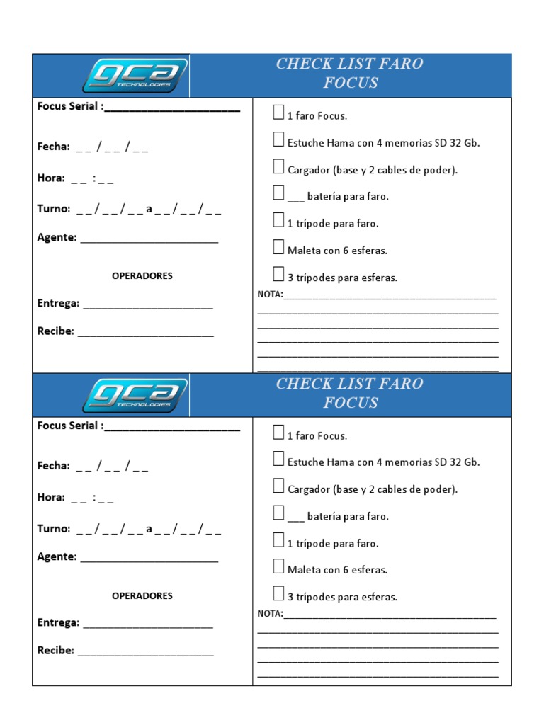 Check List Faro | PDF