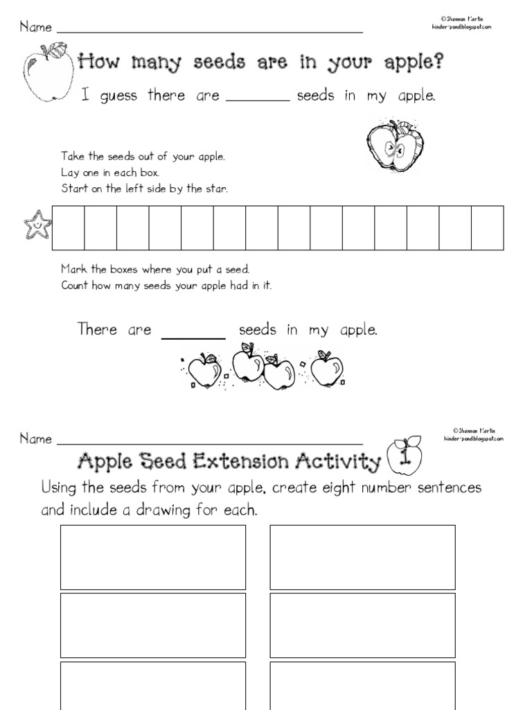 Apple Seed Count Worksheet | PDF