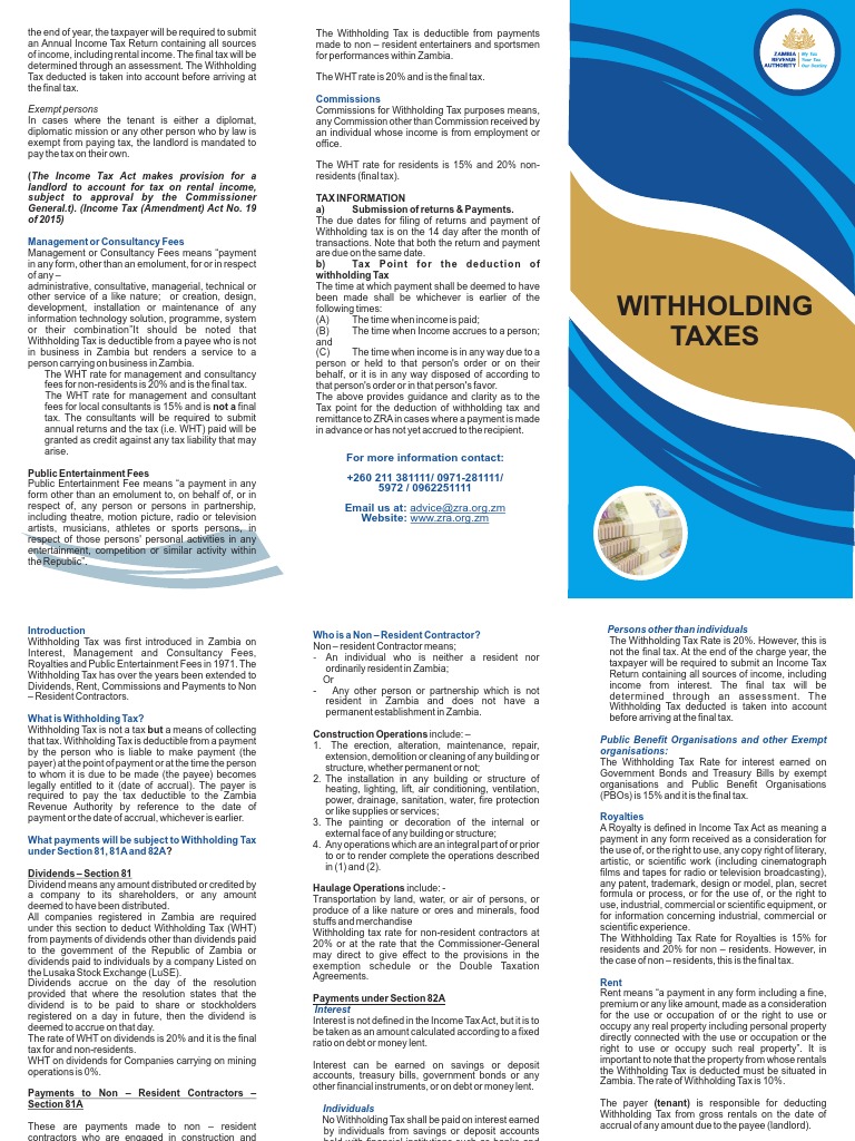Withholding-Taxes (ZRA) | PDF | Dividend | Taxes